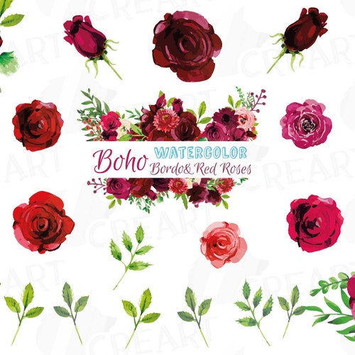 Rustic Roses Clipart Pink Wedding Flowers Vintage | Etsy