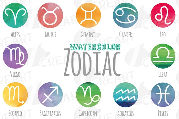 Watercolor Zodiac Sign Clip Art 2. Astrology Decoration. | Etsy