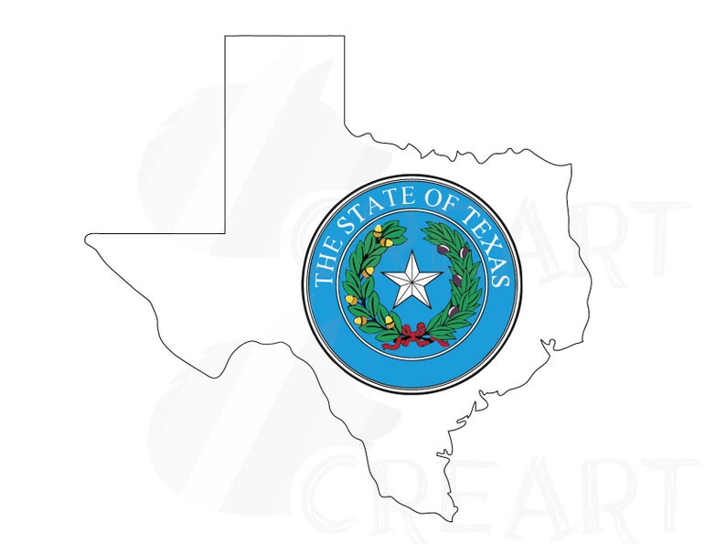 Texas State Seal and Map Flag Clip Art Collection. AI Eps | Etsy