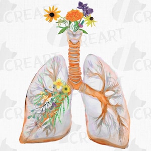 Prairie Flowers Anatomical Lungs Decor Design. Floral Human Lungs Gift ...