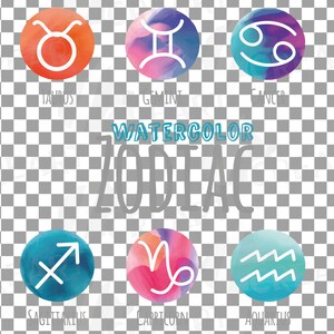 Watercolor Zodiac Sign Clip Art. Astrology Decoration. Horoscopes ...