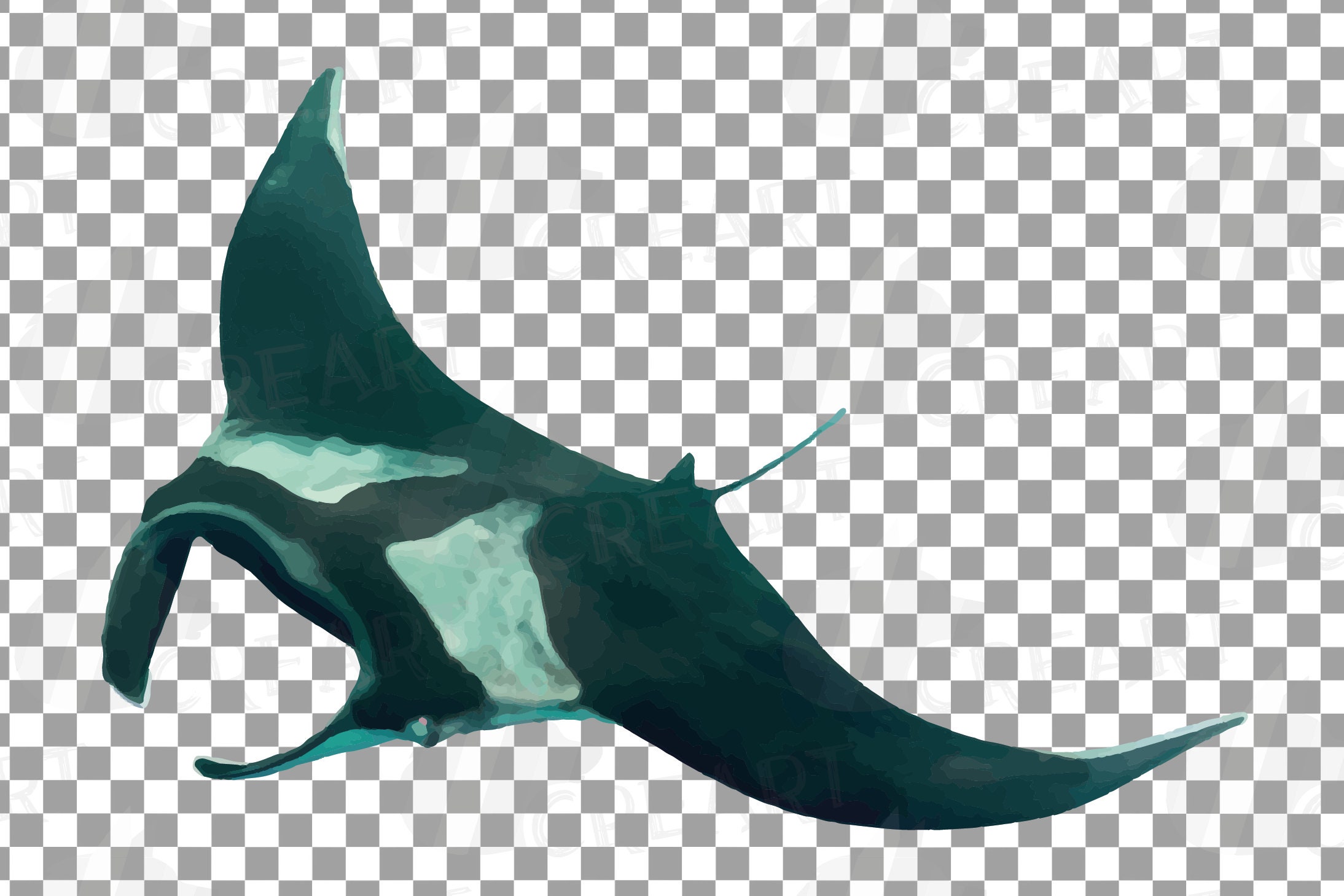 Watercolor Manta Rays Clip Art Pack Colorful Manta Ray - Etsy