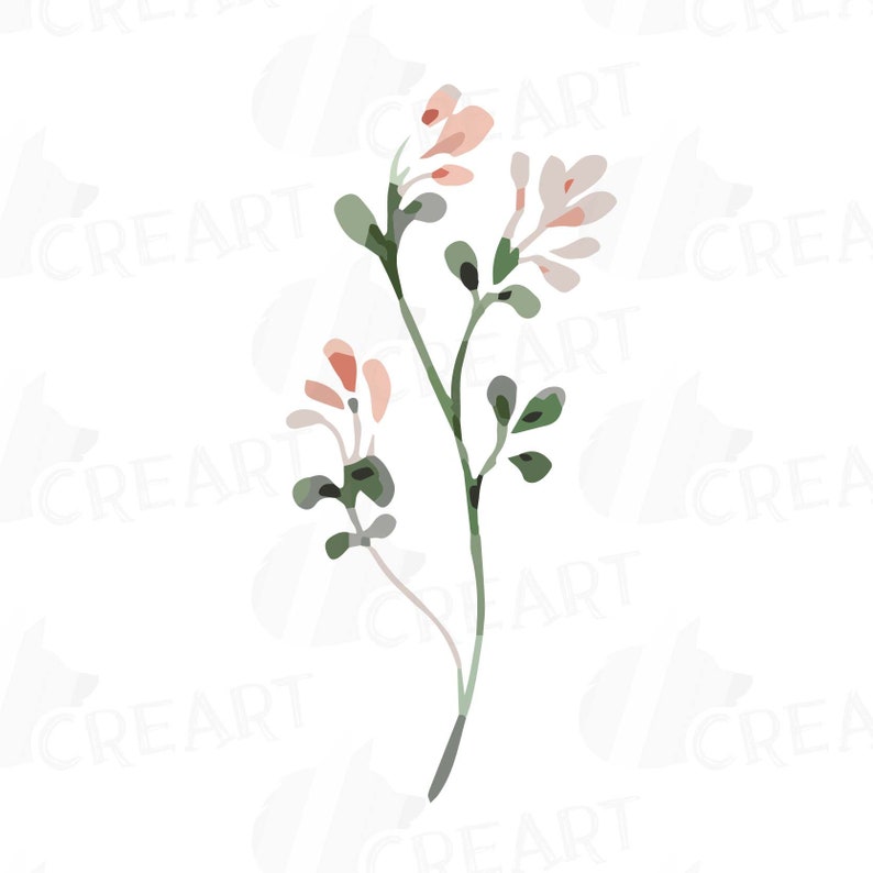 Floral Elements Watercolor Clip Art Pack 39 Individual Floral - Etsy