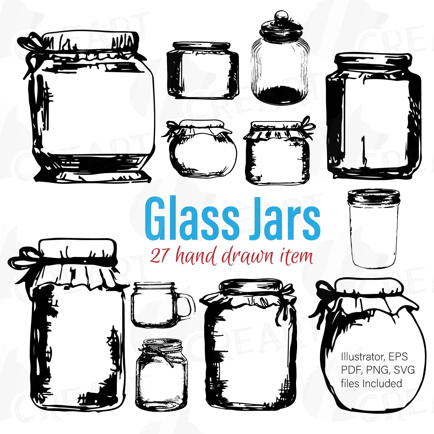 Mason Jars clipart Glass Jars clip art Jar crafts Jar | Etsy