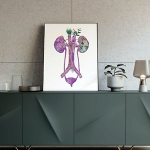 Watercolor Purple Anatomical Urinary Tract System With Succulents ...