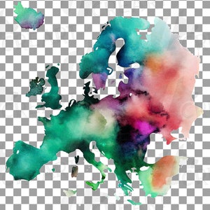 Watercolour Europe Map Clipart, Eu Poster Printable Graphic. Vector ...