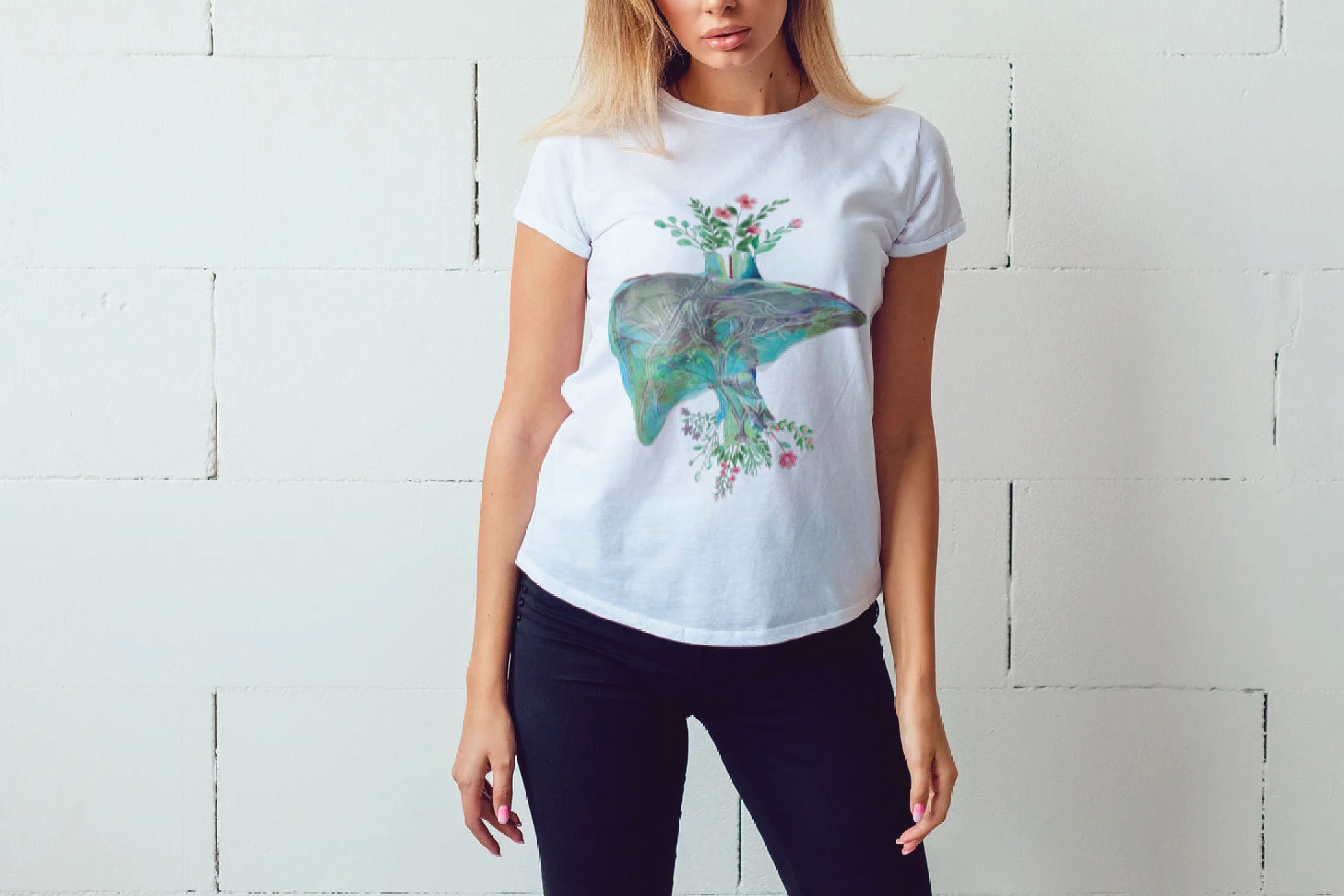 Floral Anatomical Liver Decor Design. Floral Human Liver Gift Art ...