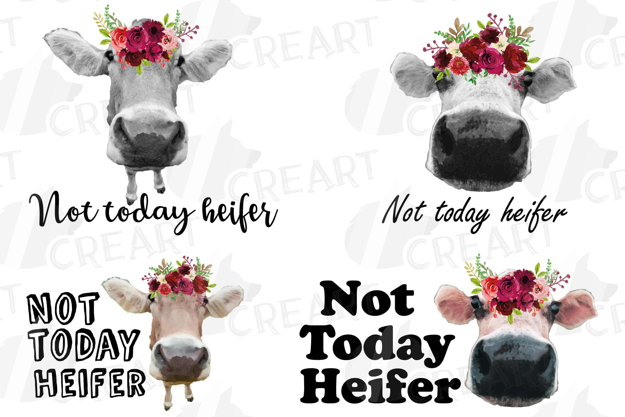 Not Today Heifer Printable Floral Burgundy Decor Shirt - Etsy