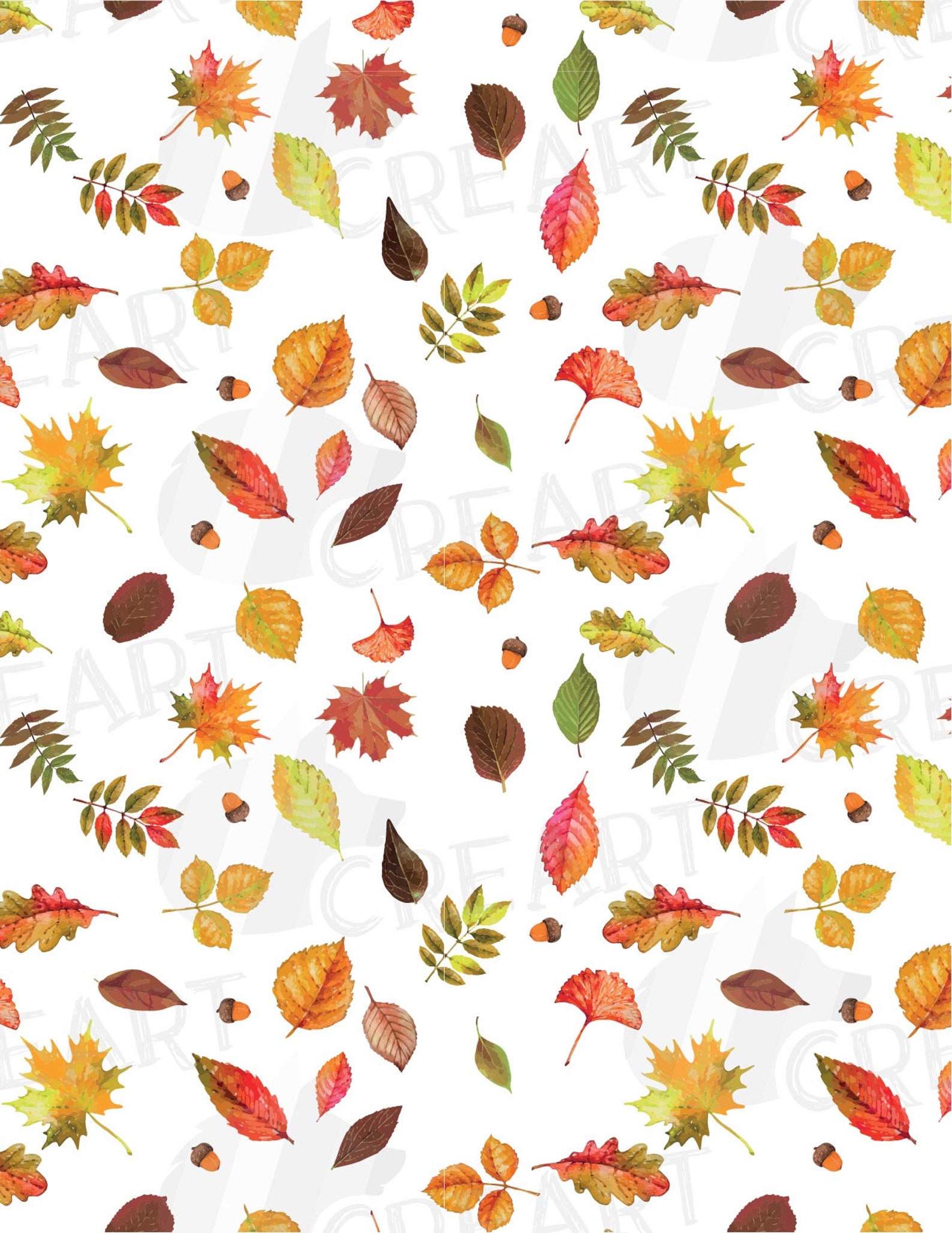 Watercolor Fall Leaves Printable Digital Paper. Colorful - Etsy