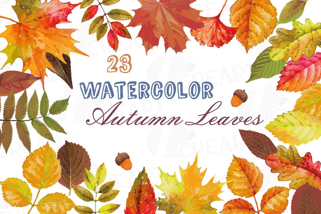 Autumn Leafs Watercolor Clip Art Pack, Watercolor Fall Clipart, Autumn ...