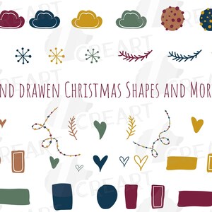 Modern Colorful Christmas Trees and Shapes Clip Art Collection. Boho ...