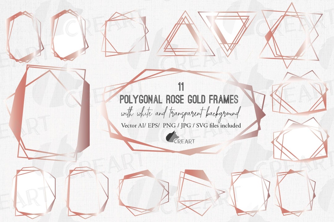 Polygonal Geometric Rose Gold Frames Chaotic Lineal Borders. - Etsy