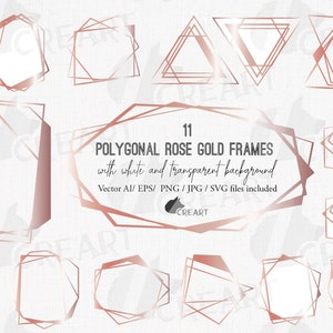 Polygonal Geometric Rose Gold Frames Chaotic Lineal Borders. - Etsy