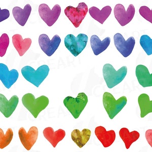Watercolor Little Hearts Clip Art, Colorful Valentine, 2 Valentine ...