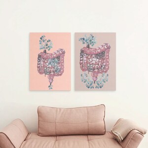 Watercolor Intestines With Eucalyptus Anatomical Decor. Blush Pink ...