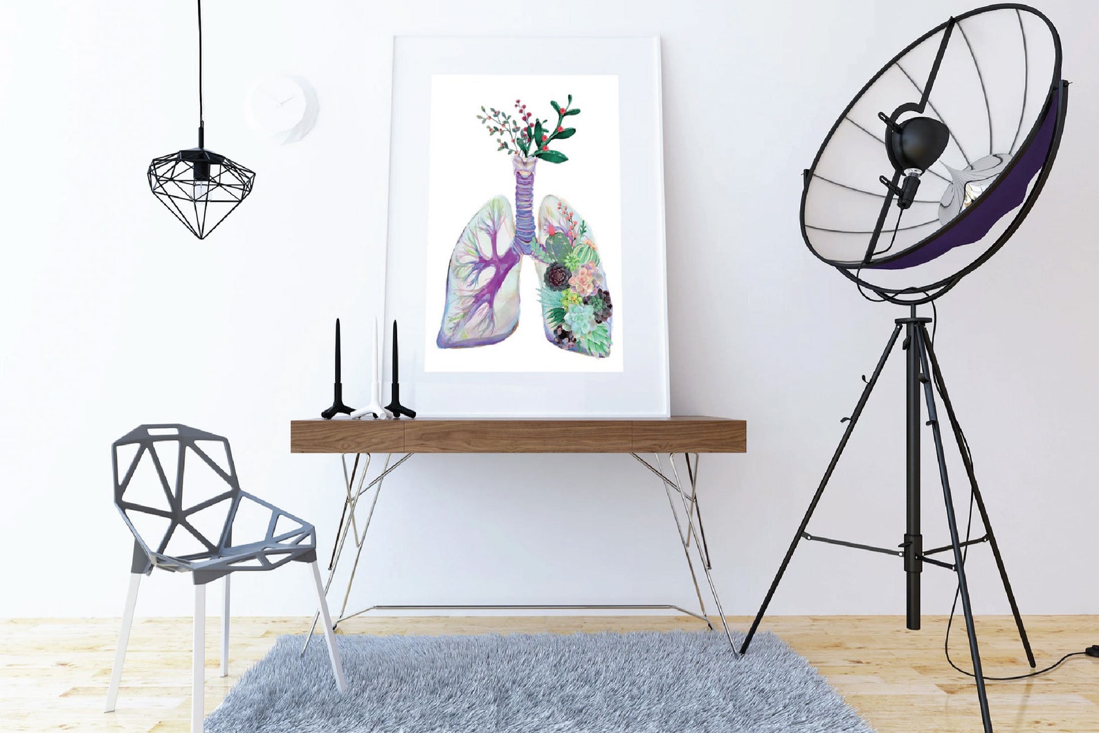 Succulent and Cactus Floral Anatomical Lungs Decor Design. - Etsy