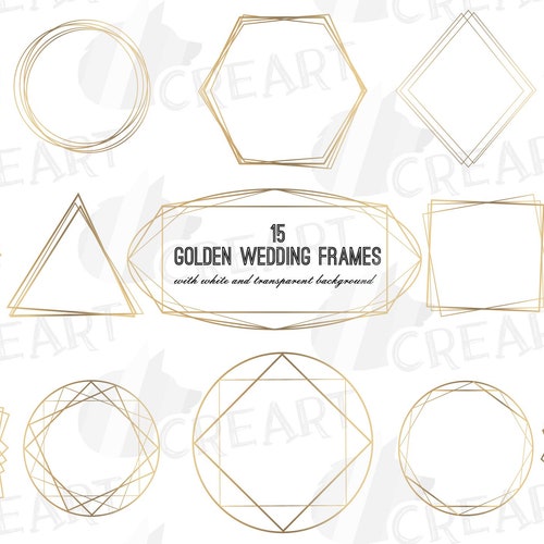 Elegant Wedding Geometric Golden Frames Lineal Frames Clip - Etsy