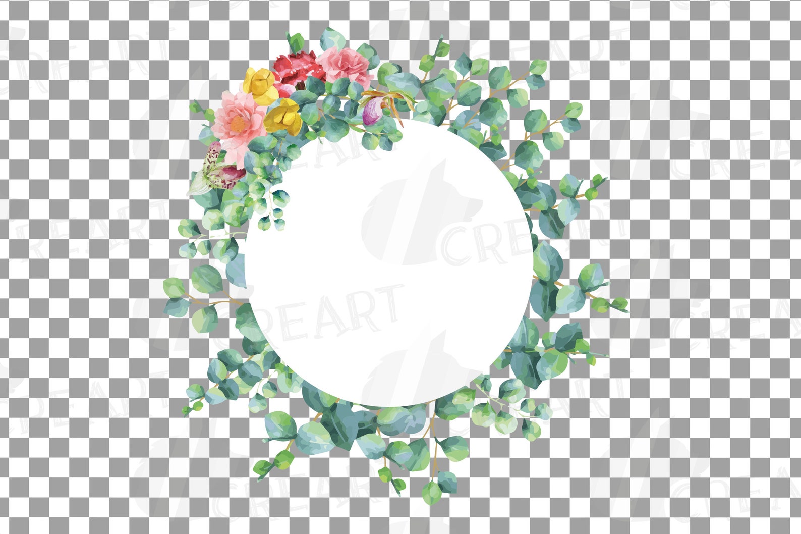 Floral Eucalyptus Frames Watercolor Clip Art Pack Eucalyptus | Etsy