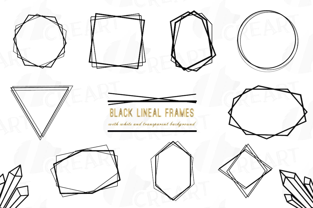 Elegant Geometric Black Frames, Lineal Frames Clip Art, Wedding ...