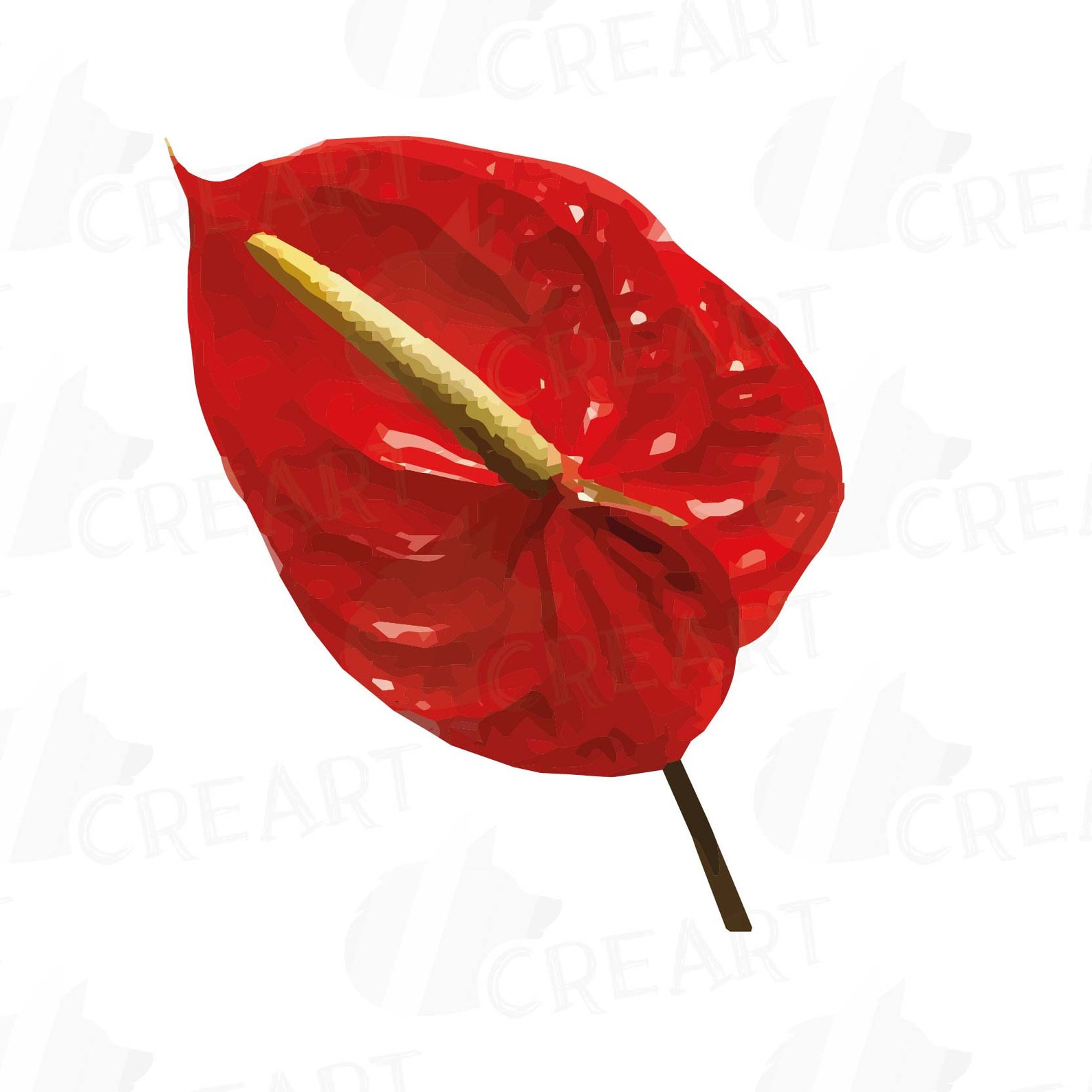 Watercolor Anthurium Leaf and Flowers Clip Art Pack Exotic - Etsy