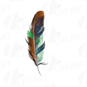 Watercolor Tribal Feathers Clip Art, Colorful Boho Feathers Pack, Bird ...
