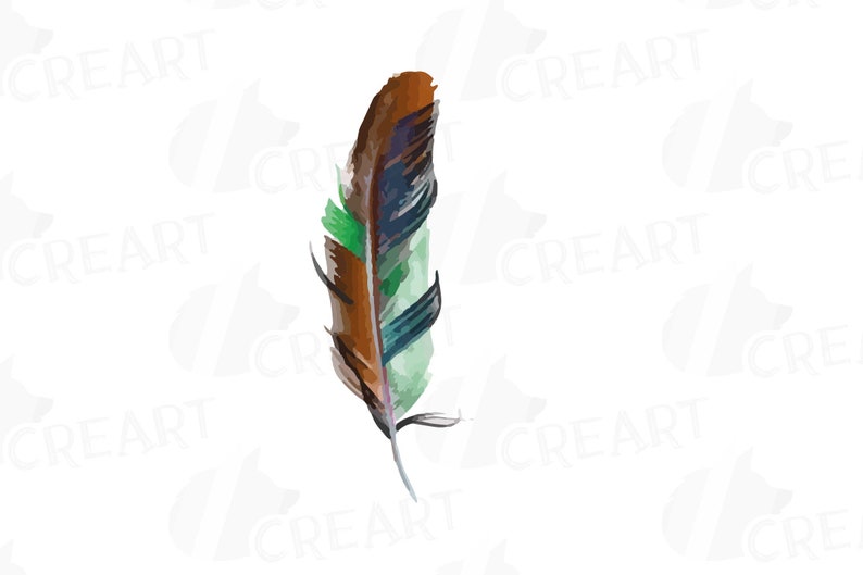 Watercolor Tribal Feathers Clip Art Colorful Boho Feathers | Etsy