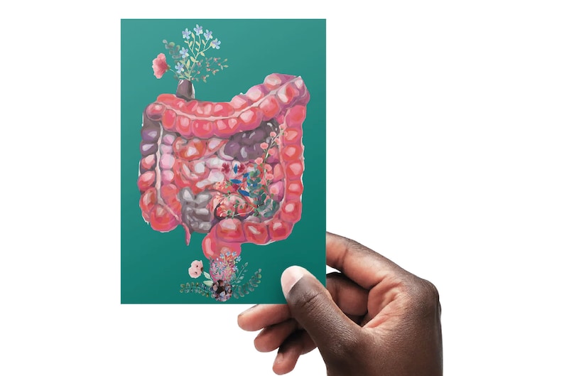 Watercolor Intestines Floral Anatomical Design. Human Red | Etsy