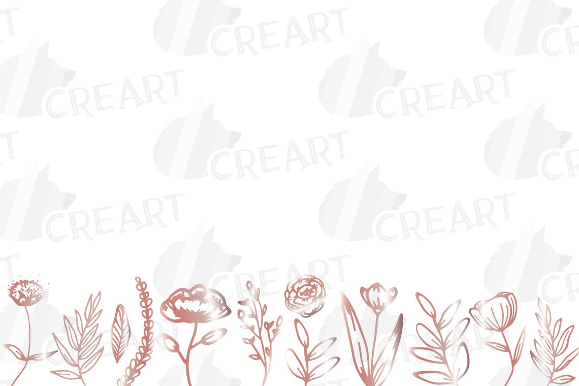 Rose Gold Flowers and Leaves Clip Art. Floral Rosegold Frame - Etsy