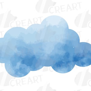 Watercolor Weather Elements Clip Art Pack. Earth, Moon, Sun, Clouds ...