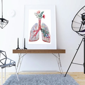 Blush and Green Floral Anatomical Lungs Decor Design. Floral Human ...