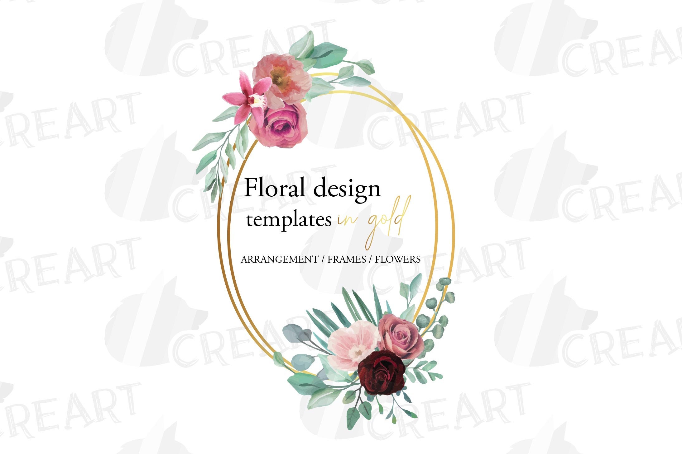 Blush Burgundy and Gold Floral Bouquets Bridal Templates | Etsy