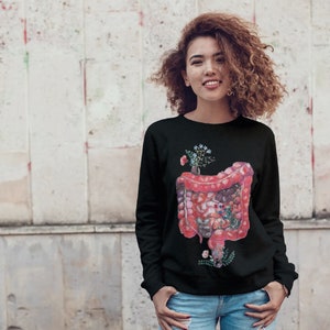 Watercolor Intestines Floral Anatomical Design. Human Red Intestine ...