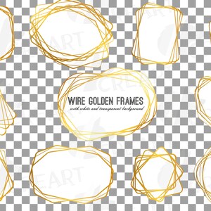 Golden Wire Frames, Lineal Frames Clip Art, Wedding Invitation ...