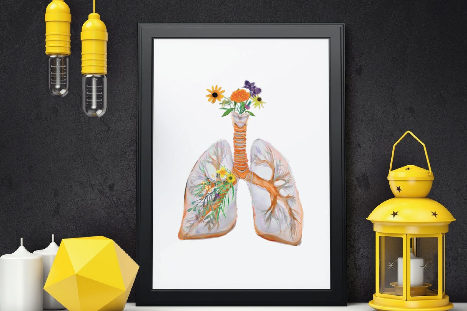 Prairie Flowers Anatomical Lungs Decor Design. Floral Human | Etsy