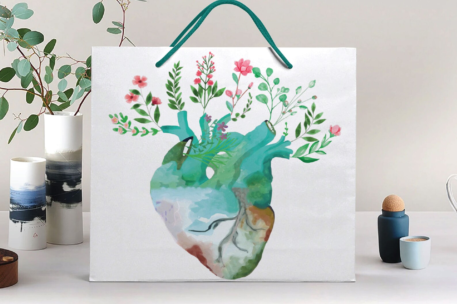 Floral Human Heart Gift Art. Flowering Anatomical Heart - Etsy