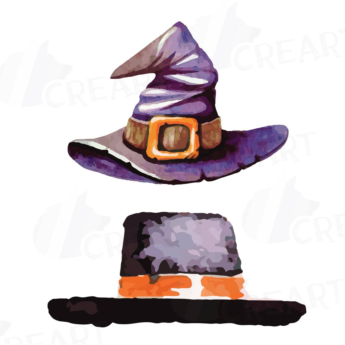 Watercolor Halloween Clip Art Pack. Halloween Candy Collection, Skulls ...