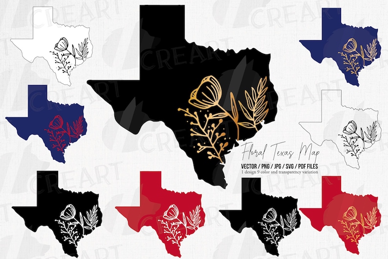 Floral Texas Map Silhouette Cutting Svg. Texas State Map With | Etsy