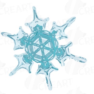 Watercolor Snowflakes Clip Art, Hand Painted Snow Crystals, Snowflake ...