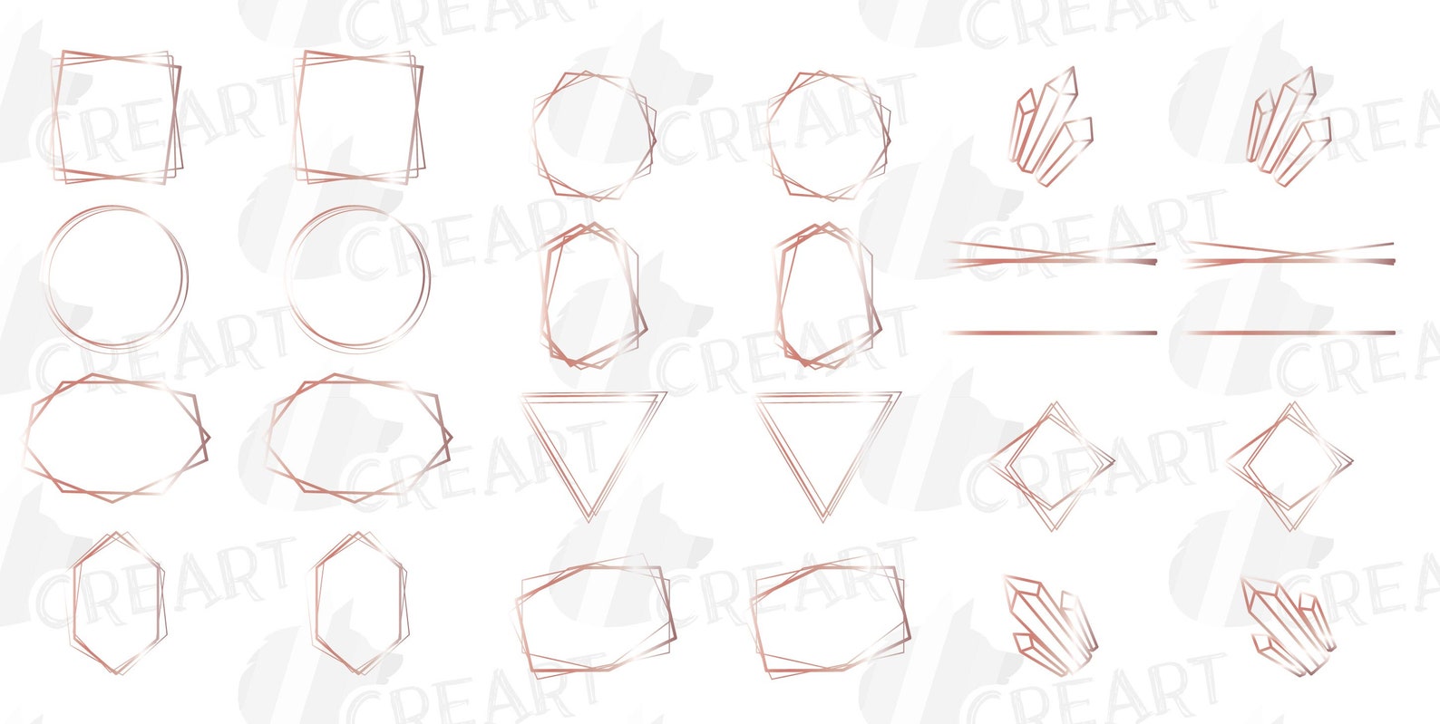 Elegant Wedding Geometric Rose Gold Frames. Lineal Wire | Etsy