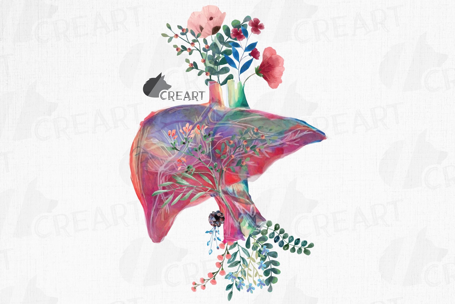 Floral Anatomical Liver Decor Design. Floral Human Liver Gift - Etsy