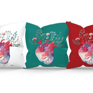 Flowering Anatomical Heart Valentine's Day Card Design. Floral Human ...