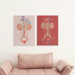 Blühendes anatomisches Harnwege System Herbst Grafik Design. Floral ...