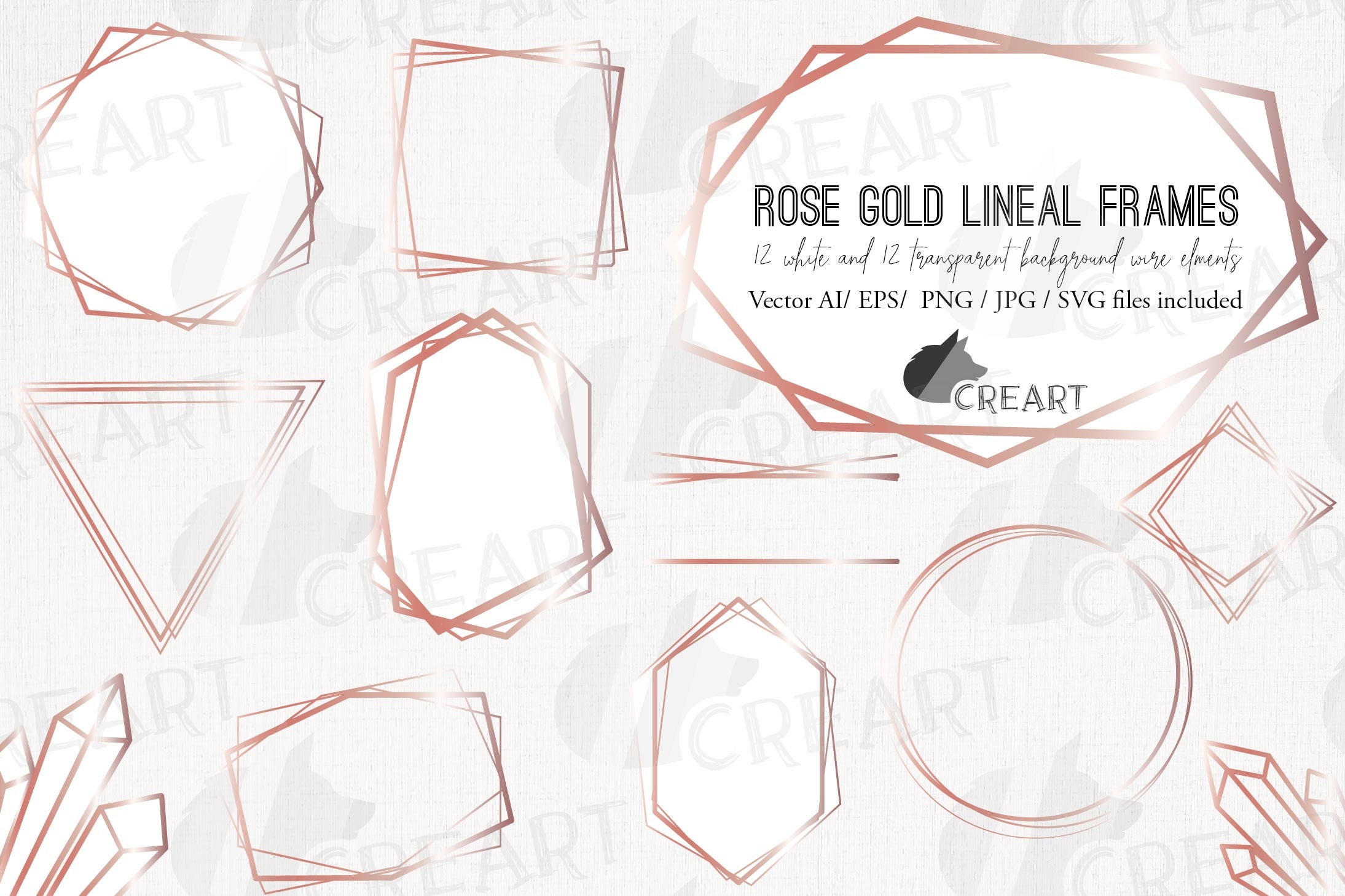 Elegant Wedding Geometric Rose Gold Frames. Lineal Wire | Etsy