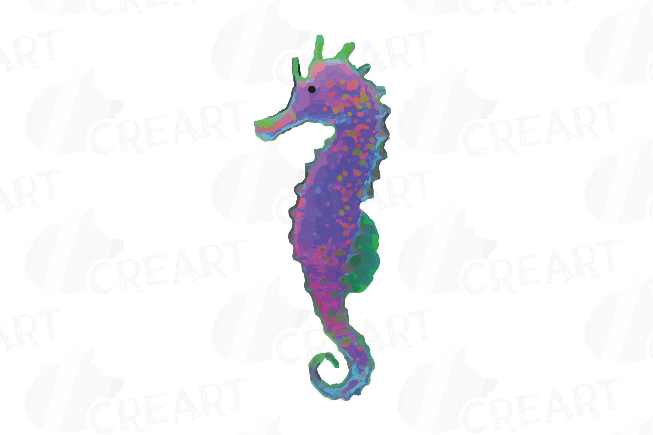 Seahorse Watercolor Clip Art Pack, Colorful Seahorses Tropical ...