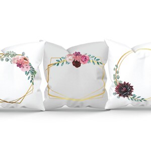 Geometric Frames Clipart: Pink Floral Watercolor Wedding Frames. Pink ...