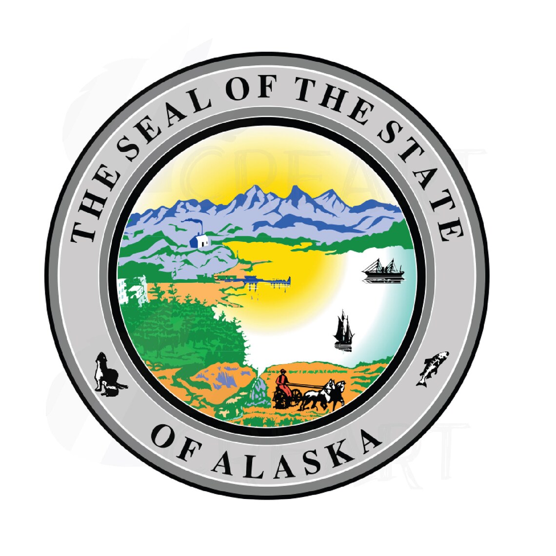 Alaska State Map Flag and Symbols Clipart Collection. AI - Etsy