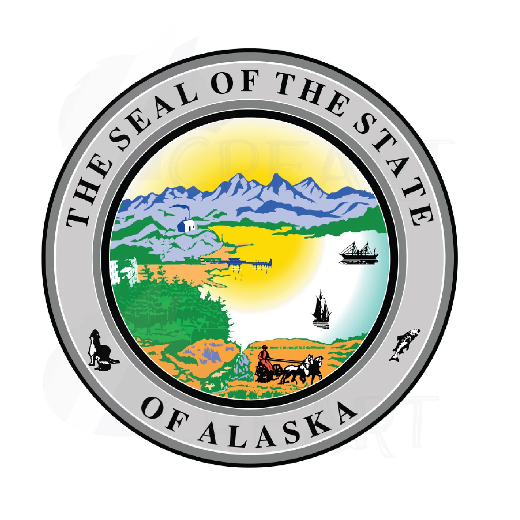 Alaska State Map flag and symbols clipart collection. AI | Etsy
