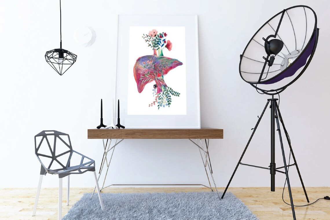 Floral Anatomical Liver Decor Design. Floral Human Liver Gift - Etsy