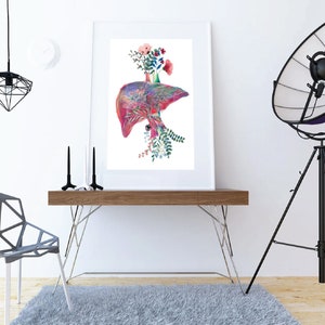 Floral Anatomical Liver Decor Design. Floral Human Liver Gift Art ...