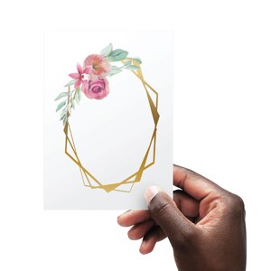 Geometric Frames Clipart: Pink Floral Watercolor Wedding Frames. Pink ...